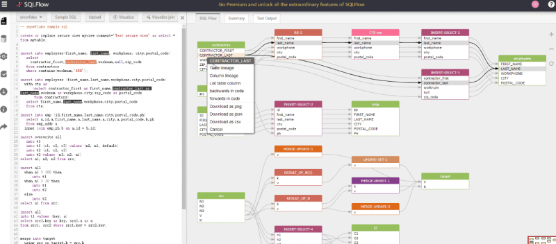 SQL Data Lineage Tool, automated data lineage analysis